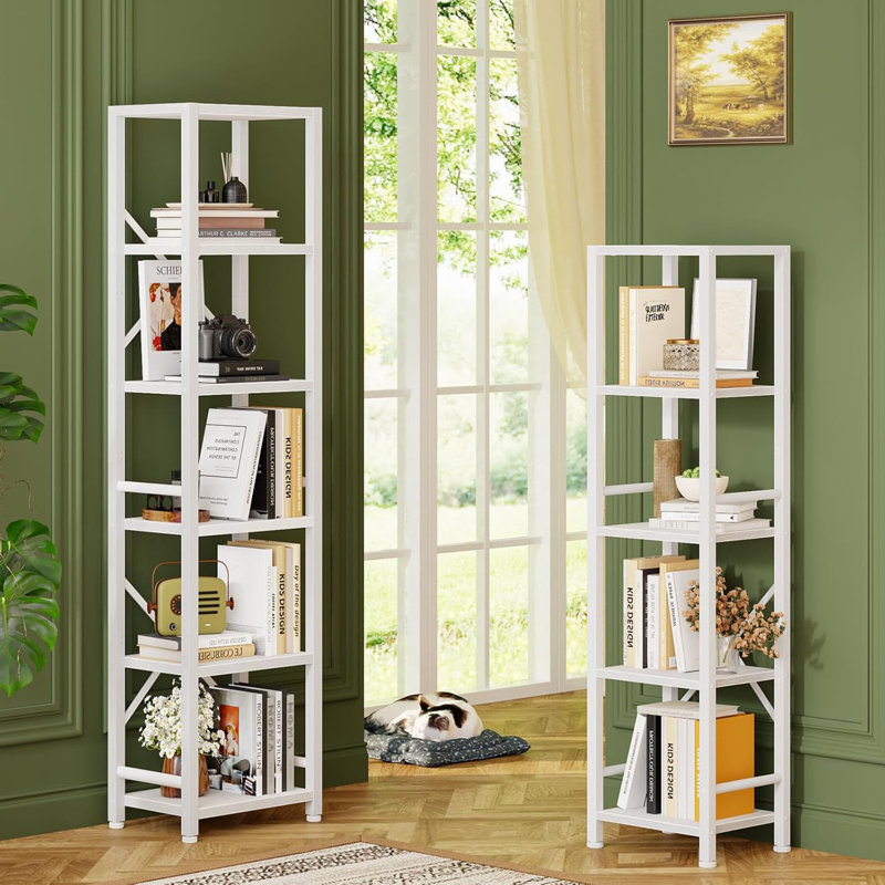 Latitude Run Book Shelf Tall Narrow Bookcase For Small Space Modern Freestanding Shelf Wayfair